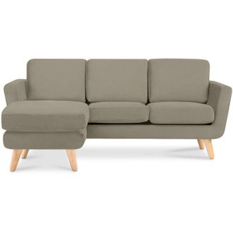 Konsimo Konsimo - Ecksofa links mit Armlehnen und Gestell aus Massivholz tagio, Beige, Stoff, Scandinavian, 190x78x151cm