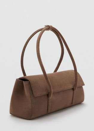 Mango Sac port&eacute; &eacute;paule en daim marron moyen - Femme - Taille unique - MANGO