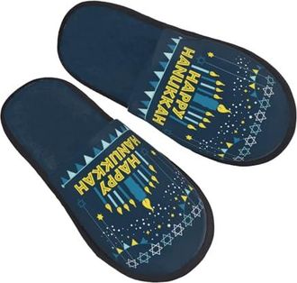Generic Slippers Bonne F&ecirc;te De Hanoukka! Chaud Pantoufles Peluche Chaussons Pour Int&eacute;rieur Femmes Spa L