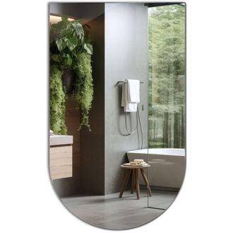 Tulup Tulup - Grand miroir ovale-&eacute;chancr&eacute; pour salle de bain, mont&eacute; au mur, pour hall loft, 80 cm