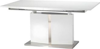 Vente-Unique Table à manger extensible TRINITY de Pascal MORABITO - 6 à 8 personnes - Acier inoxydable et MDF laqué blanc