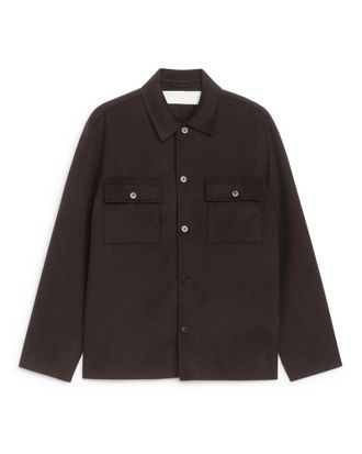 Arket Doubleface-Hemd Aus Wollmischung -Braun