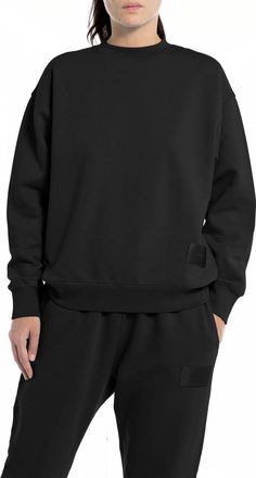 Replay Damen Sweatshirt aus Baumwolle Second Life Collection, Black 098 (Schwarz), XS