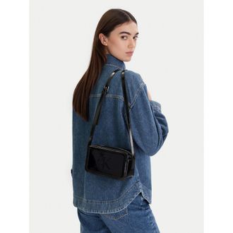 Calvin Klein Handtasche Calvin Klein Bold Ck Metallic Camera Bag LV04F3331G Schwarz