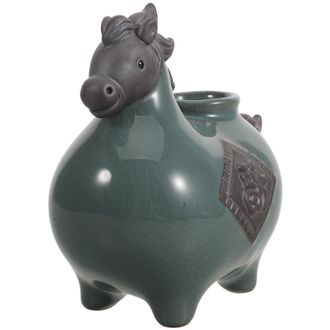Lurrose Blumenvase aus Keramik in Pferdeform Traditionelle Chinesische Tischvase mit Tiermotiv Dekorative Vase f&uuml;r Pflanzen und Trockenblumen Geeignet f&uuml;r Neu