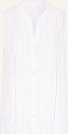 120% Lino 120%Lino Blusentop Aus Leinen weiss