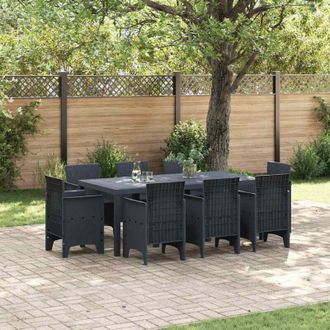 vidaXL Garten Essgruppe 9 pcs Anthrazit Polt Rattan Vidaxl