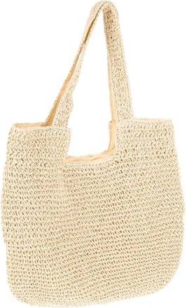 Yarnow Sac Fourre-tout Paille Tiss&eacute;e pour Femme Sac Plage L&eacute;ger et Spacieux D&eacute;contract&eacute; &eacute;t&eacute; Voyage et Shopping