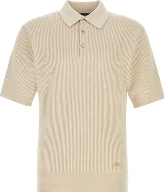 Dolce & Gabbana Homme, Tops, Beige, Taille: L Polo en coton micro-c&ocirc;tel&eacute;