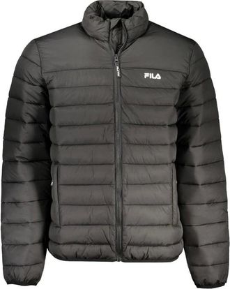 Fila Homme, Vestes, Noir, Taille: XL Veste en Polyester Noire, Résistante à lEau, Fermeture Éclair, Impression, Logo