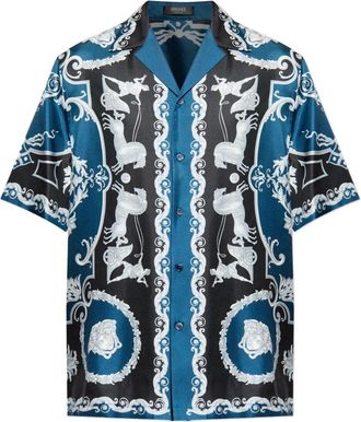 Versace Gemustertes Hemd mit Knöpfen - Blau