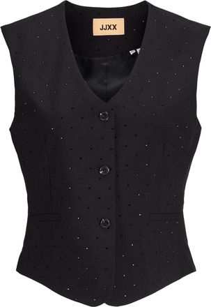 Jack & Jones Damen Jxlora Rhinestone Waistcoat Tlr Anzugsweste, Black/Detail:RHINESTONE, M EU