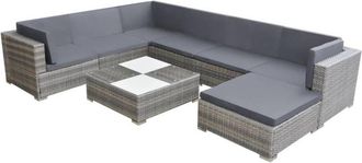 vidaXL 8-tlg. Garten-Lounge-Set mit Auflagen Poly Rattan Grau Vidaxl