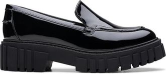 Clarks Femme Page Loafer Basket, Black Pat, 38 EU