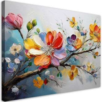 Feeby Tableau d&eacute;co Fleurs color&eacute;es Abstraction 90x60