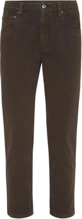 Brunello Cucinelli Femme, Jeans, Brun, Taille: 38 FR Pantalon slim en coton m&eacute;lang&eacute; Monili
