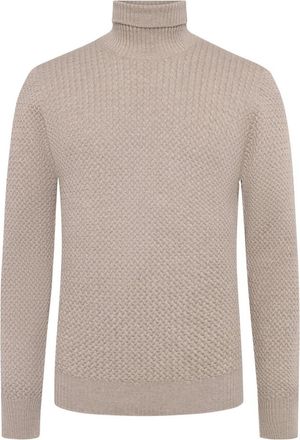 Gran Sasso Rollkragenpullover aus Schurwolle in Flechtstrick in