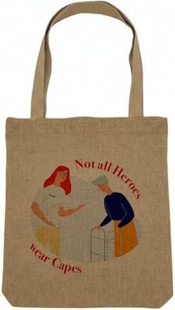 Fabulous Sac Shopping Tote Bag Aspect Lin - True Heroes - Caregiver Health Job Sac de Courses Toile Epaisse 360g Beige Naturel Cabas Port&eacute; Epaule Solide Imprim