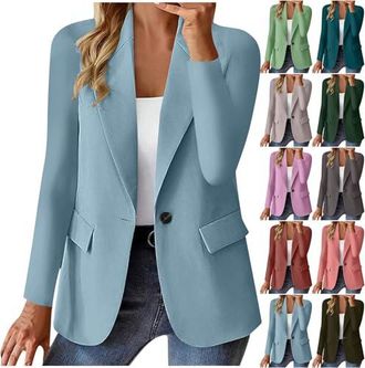 Generic HUIFUAO Blazer en velours côtelé pour femme - Veste de costume légère à manches longues pour lautomne et lhiver - Manteau chaud habillé pour le bureau