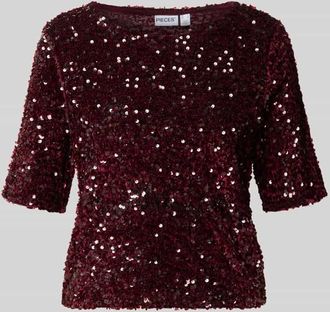 Pieces Blusentop mit Allover-Pailletten
