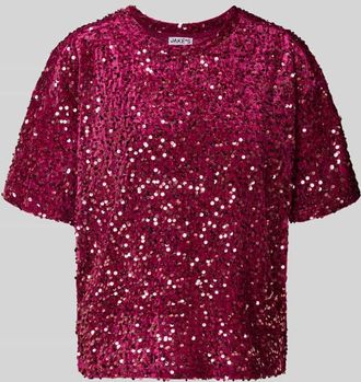Jake*s Casual Kurzarmbluse mit Allover-Pailletten