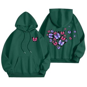 Generic Sweat &agrave; capuche imprim&eacute; tendance pour la Saint-Valentin 2026 (2), vert fonc&eacute;, XXL