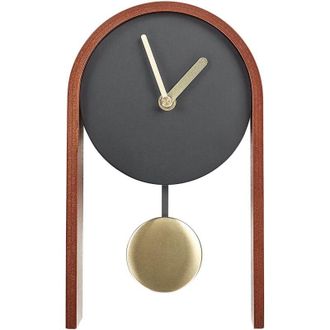 Beliani Beliani - Horloge de Table Moderne Ronde Sans Num&eacute;rotation Pendule D&eacute;coratif en mdf Noir et Bois fonc&eacute; Blatten