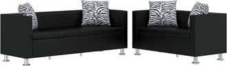 vidaXL Vidaxl - Jeu de canap&eacute; &agrave; 2 places et &agrave; 3 places Cuir synth&eacute;tique Noir