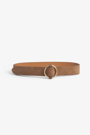 Gerard Darel ROUND - Ceinture large en cuir &agrave; boucle dor&eacute;e - Tabac