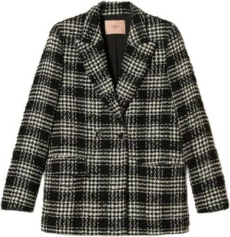 Twinset Femme, Vestes, Multicolore, Taille: 36 FR Boucl&eacute; Check Blazer