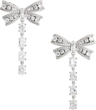Self Portrait Ohrringe mit Schleife und Kristalltropfen - - Accessories - Damen - Grau - ONE SIZE