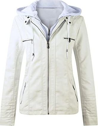 Generic Vestes pour femmes 2026 de couleur unie &agrave; capuche et poche zipp&eacute;e &agrave; manches longues coupe ajust&eacute;e manteau de moto veste de motard punk v&ecirc;tements dext&eacute;