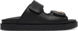 Tommy Hilfiger Pantoletten Double Strap Leather Sandal FW0FW09121 Schwarz