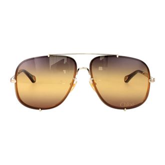 Chlo&eacute; Lunettes de soleil aviateur - Femme - Accessoires - Jaune - Taille: 62 MM