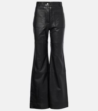 Victoria Beckham High-Rise Bootcut-Hose Alina aus Leder