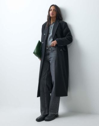 Asos manteau habill&eacute; long en laine noir