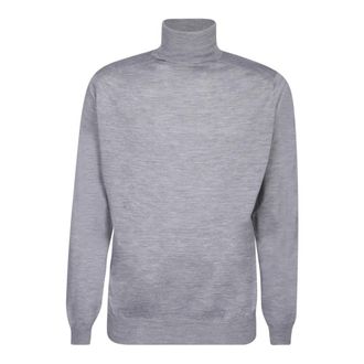 Dell'Oglio Grauer Strickpullover mit hohem Kragen - - Knitwear - Herren - Grau - 2XL