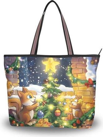 Alaza Grand sac fourre-tout, sac à bandoulière pour femme, sac à main décontracté, sac à main décontracté, sac de courses de Noël avec poches zippées, L, Éc