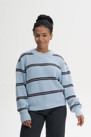 Mela Damen vegan Rippstrickpullover Adah Stripes Salty Blue