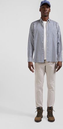 Eden Park Chemise En Popeline De Coton Ray&eacute;e Bleu Fonc&eacute; Coupe Regular