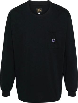 Needles Homme, Tops, Noir, Taille: XL L/S Crew Neck Tee