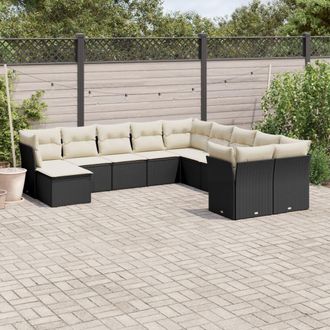 vidaXL Vidaxl - Set Divani Da Giardino 11 Pz Con Cuscini In Polyrattan Nero