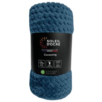 Soleil d'Ocre Decke, 180 x 220 cm, Cocooning, Entenblau