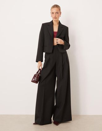 Mango Garbo - Pantalon habill&eacute; oversize densemble - Noir