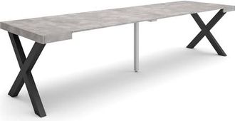 Skraut Home | Ausziehbarertisch | Multifunktionaler ausziehbarer | 300 | Für 14 Gäste | Massivholz Beine | Moderner Stil | Zement