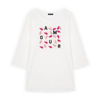 Fiorella Rubino Baumwoll-T-Shirt mit AMOUR-Print - - Tops - Damen - Wei&szlig; - XL