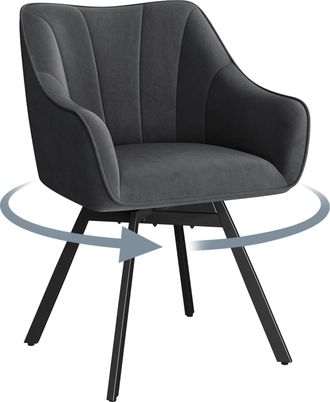 Yaheetech Esszimmerstuhl Drehbar,Drehbar 360°,Sitz Küchenstuhl mit Armlehnen & Rückenlehne & Metallbeine Moderner Samtiger Sessel für Küche/Esszimmer/Wohnzimmer