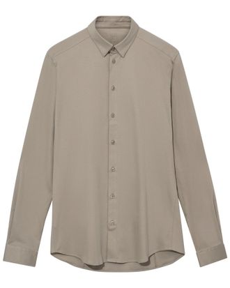 Mos Mosh Unifarbenes Jerseyhemd Marco mit Under-Button-Down-Kragen in