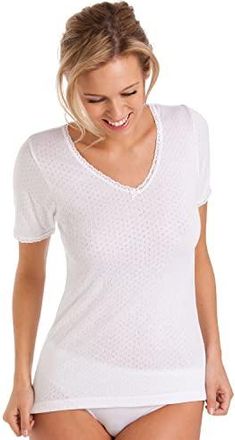 Undercover Viloft Lot de 2 caraco thermiques à manches courtes et pantalon long pour femme, Short Sleeve - White, 46-48