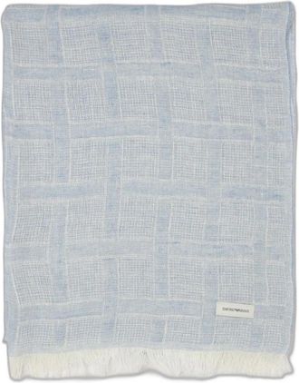 Emporio Armani Stola aus geb&uuml;rstetem Leinen mit Lurex - - Accessories - unisex - Blau - ONE SIZE